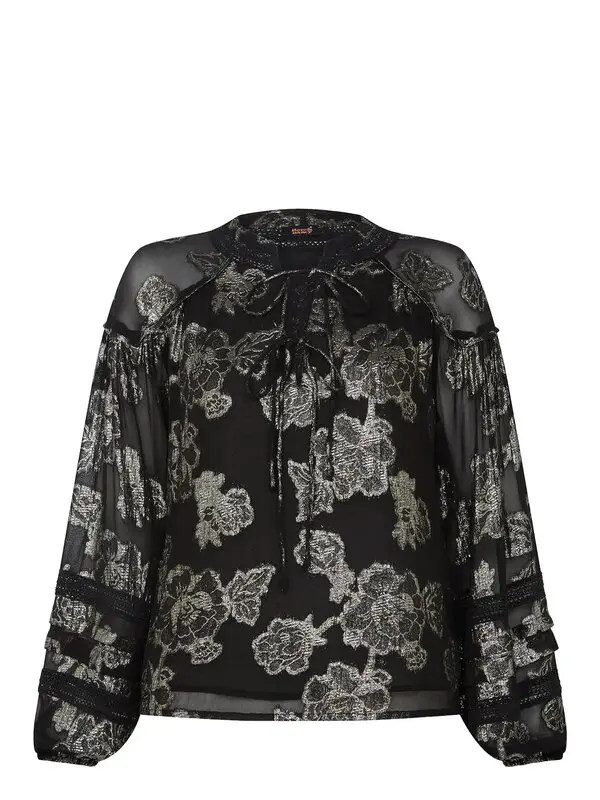 ROSE & NANCY Dahlia Sparkle Blouse - Black/silver