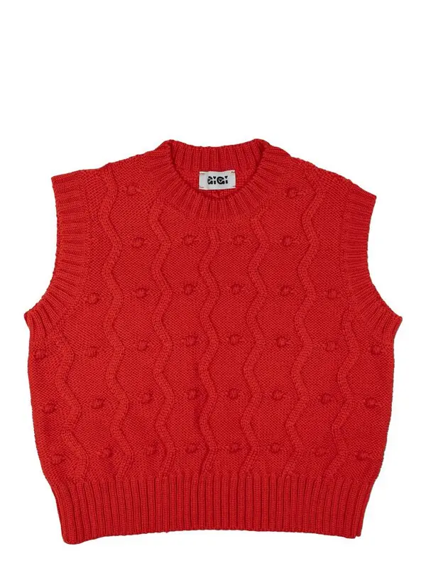 GIGI KNITWEAR Bubble Knit Vest - Red