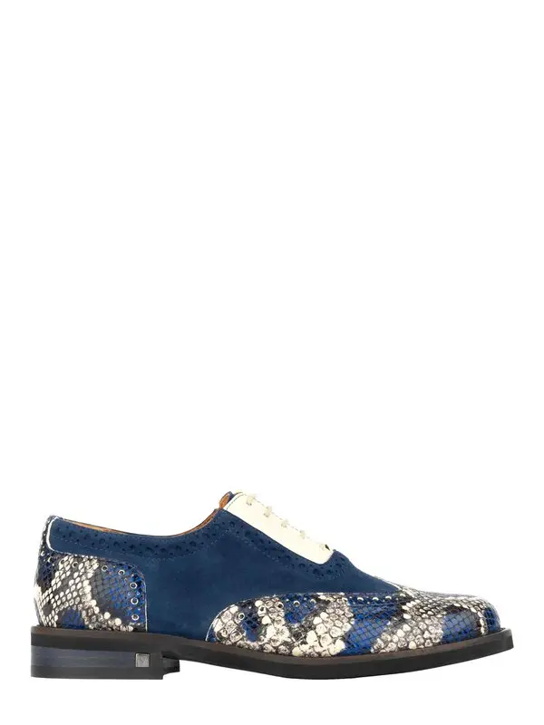 EMBASSY LONDON USA Vivienne Snakeskin Leather Oxfords - Blue