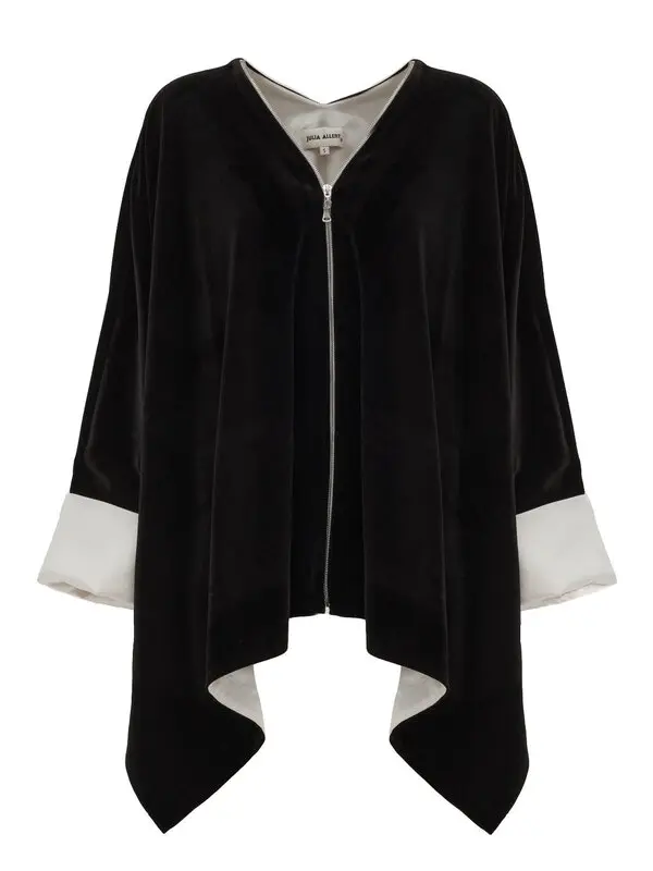 JULIA ALLERT Loose Velvet Cape Jacket - Black