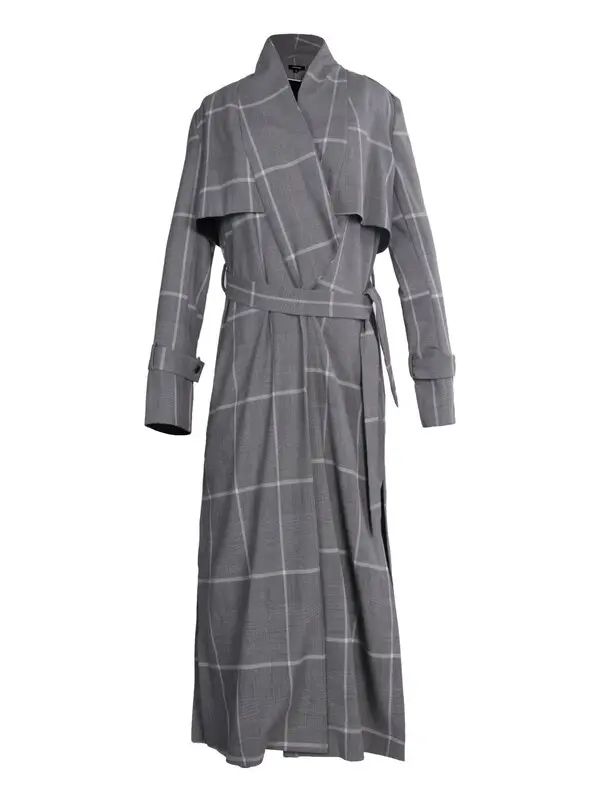 SMART AND JOY Tartan Long Coat - Grey