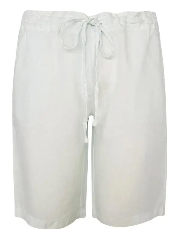 Haris Cotton Linen Bermuda Shorts With Knot Waist - White