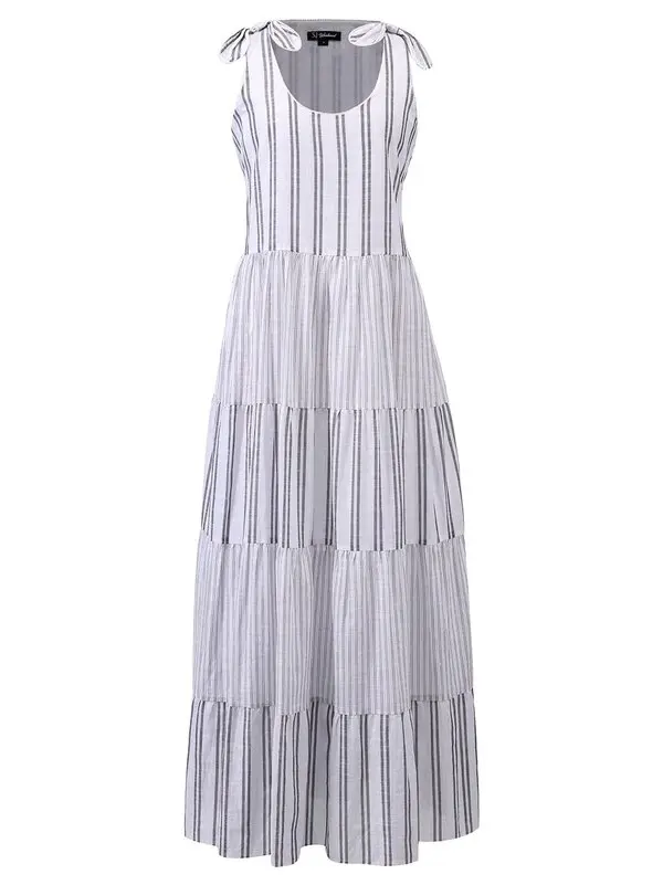 SMART AND JOY Striped Tiered Maxi Dress - White