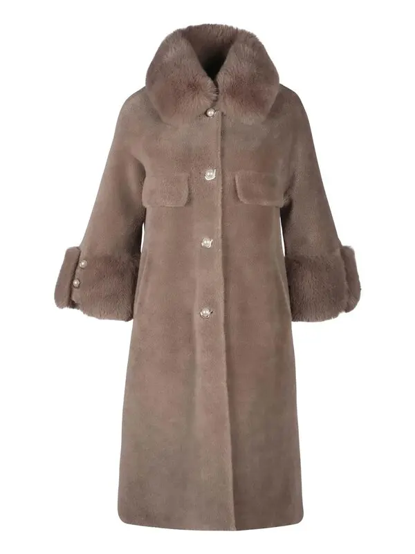 SANTINNI Hayworth Wool & Faux Fur Coat - Grey