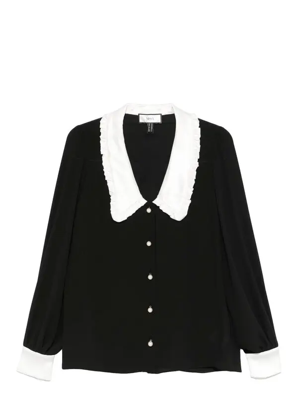 NISSA Pearl-detail Button-down Shirt - Black