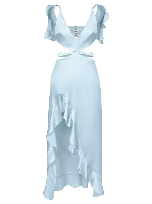 ANSE VICTORIN Angelina Silk Midi Dress - Blue