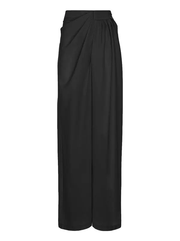 BLUZAT Wide Leg Trousers With Draping - Grey
