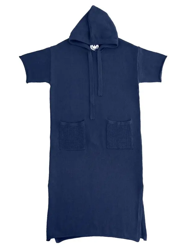 ZENZEE Cotton Maxi Hoodie Dress - Blue