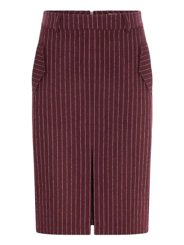 THISISU COLLECTION Pinstriped High-waisted Skirt - Red