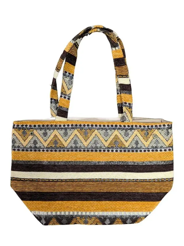 BERBER LEATHER The Nador Small Expandable Fabric Tote - Yellow/brown