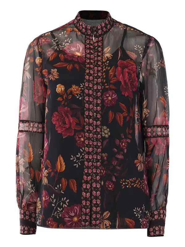 RAISHMA Aspen Floral Chiffon Shirt - Black
