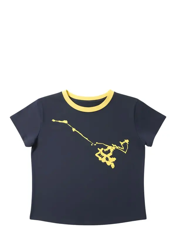LILIA MUNN Cropped Graphic Tee - Grey