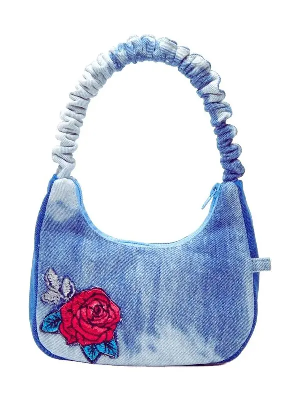 COUTURE TO YOUR DOOR Upcycled Denim Baguette Bag - Blue/white