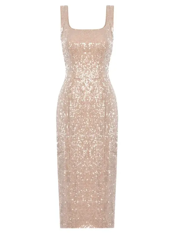 ELSAVA Sequin-embellished Midi Dress - Silver
