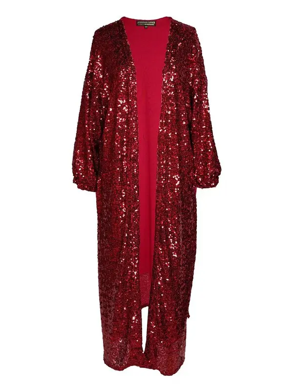 JENNAFER GRACE Sequin Cocoon Jacket - Red