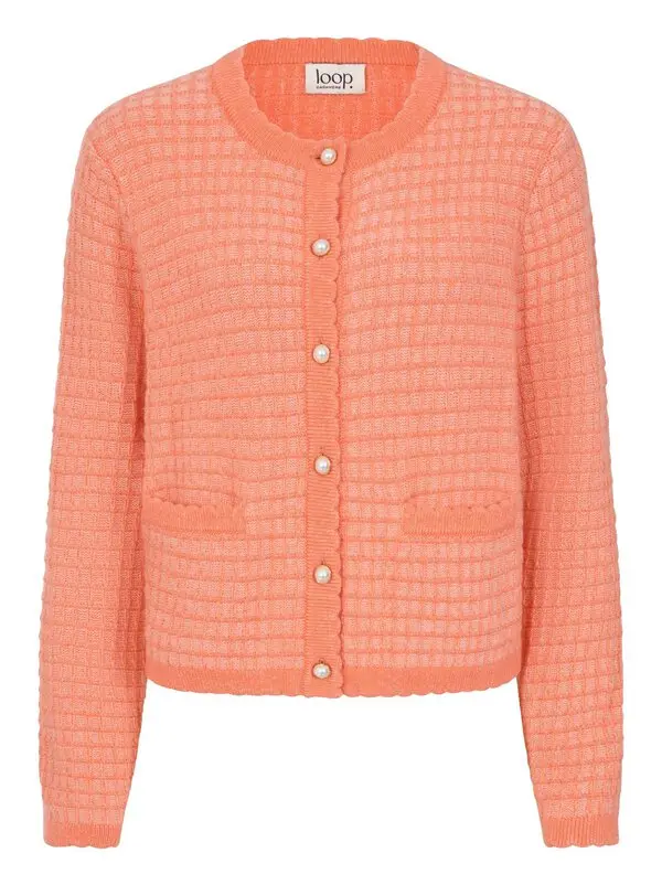 LOOP CASHMERE Crew Neck Cashmere Cardigan - Pink