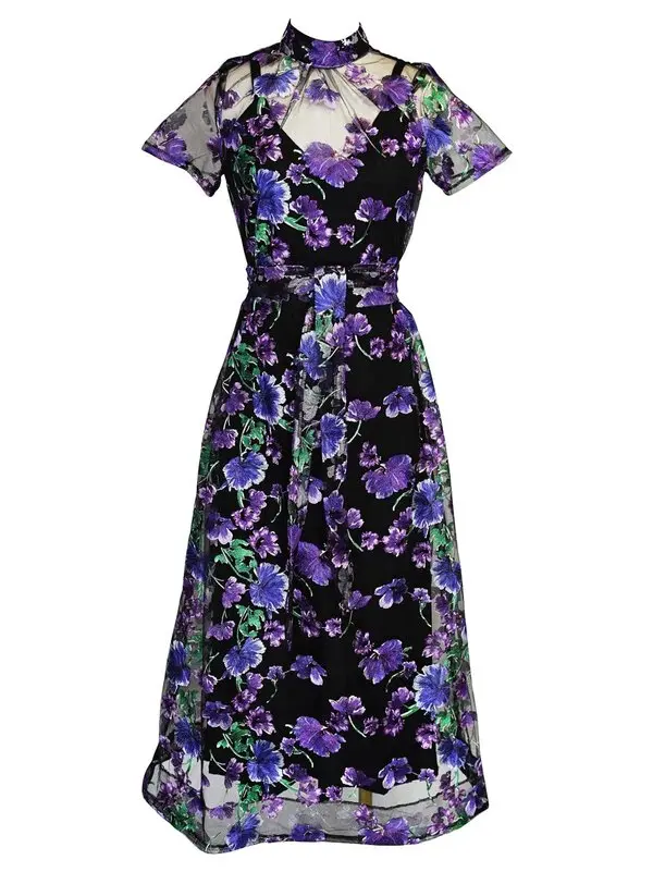 JENNAFER GRACE Jj Maxi Dress In Moonlit Iris - Black/purple