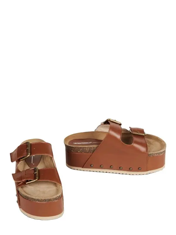 Intentionally Blank Leather Platform Sandal - Brown