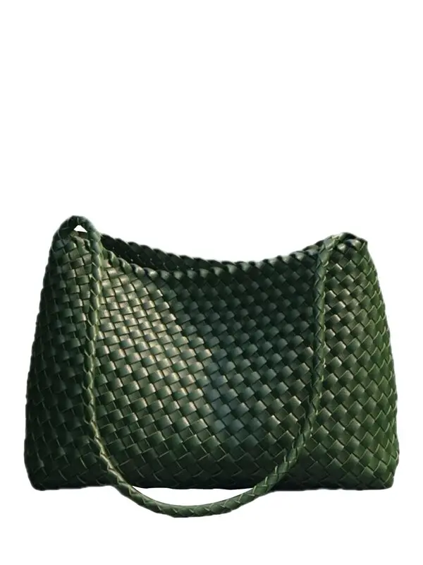 RIMINI Hand Woven Vegan Leather Shoulder Bag - Green