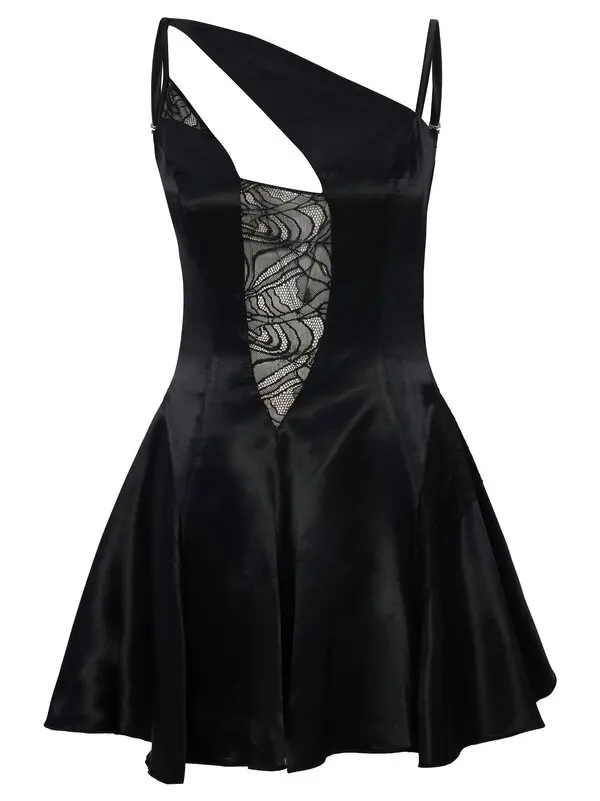 PCFG Mini Dress With Lace Detail - Black