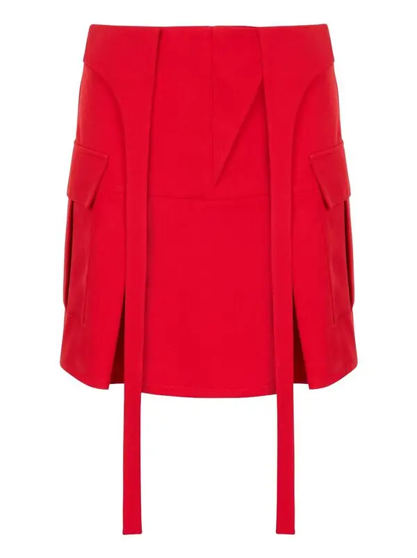 MAYAMU Holbe Pleated Mini Skirt With Cargo Pockets - Red