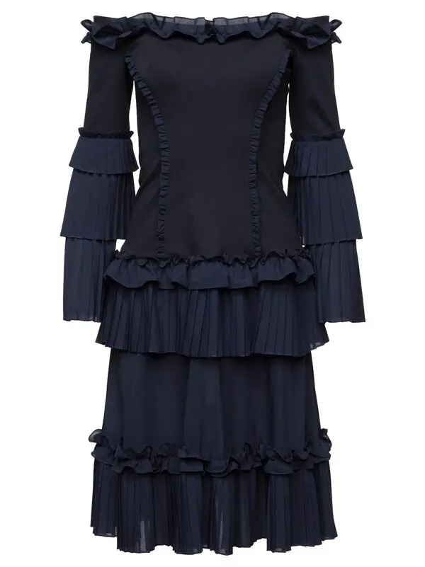 VASILIKI ATELIER Hebe Milano Midnight Tiered Dress - Blue