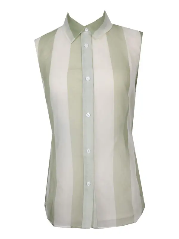 FLORA BY ALEXANDRIA Marie Striped Button-down Shirt - Green/white