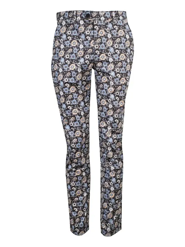 LORDS OF HARLECH Grey / Blue Jack Lux Groovy Floral Pant Grey - Grey/blue