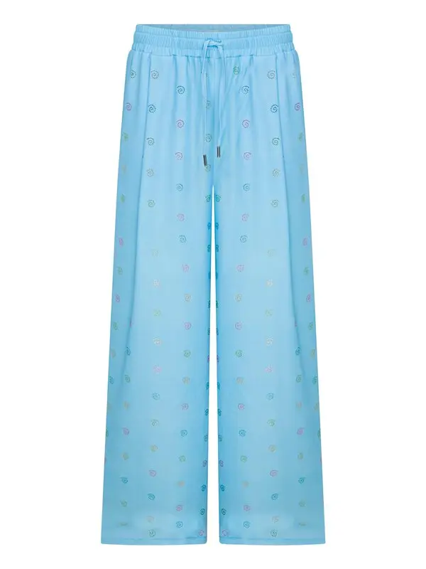 JE TE VEUX Spira Crystal Embellished Pants - Blue