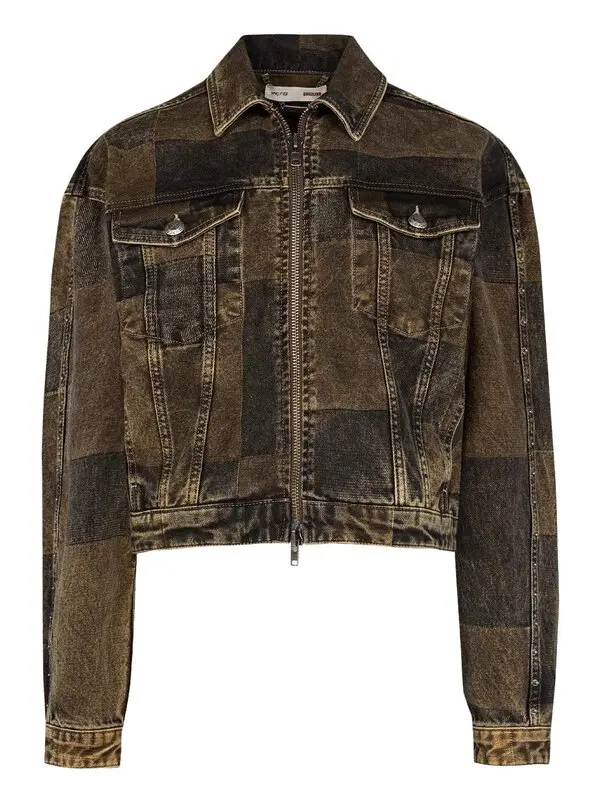 PCFG Colorblocked Denim Jacket - Black/brown