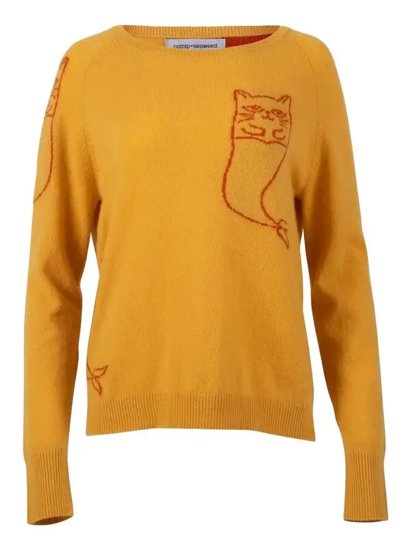 CATNIP AND SEAWEED Cashmere Sweater With Intarsia Detail - Orange
