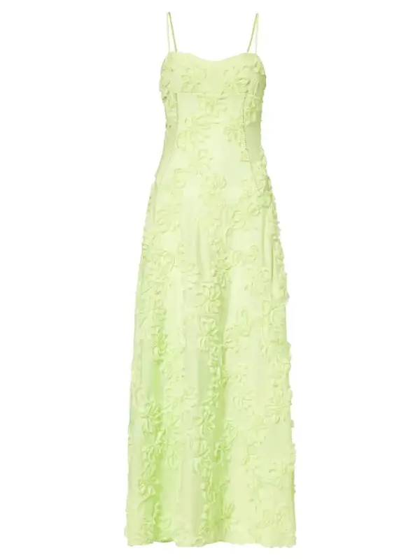 AMY LYNN Semi Sheer Floral Maxi Dress - Green