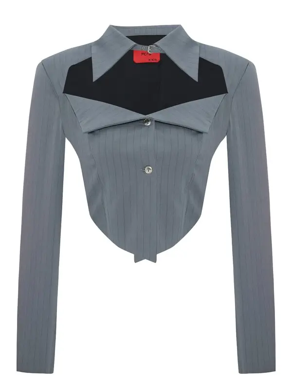PCFG Woven Striped Button-down Shirt - Grey