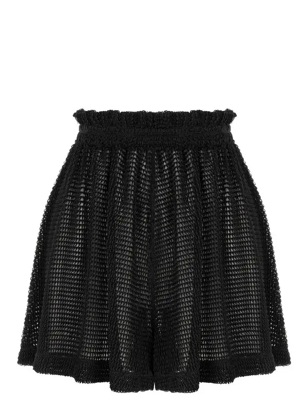 LILAMIE Carmen Loose Fit Mesh Beach Shorts - Black