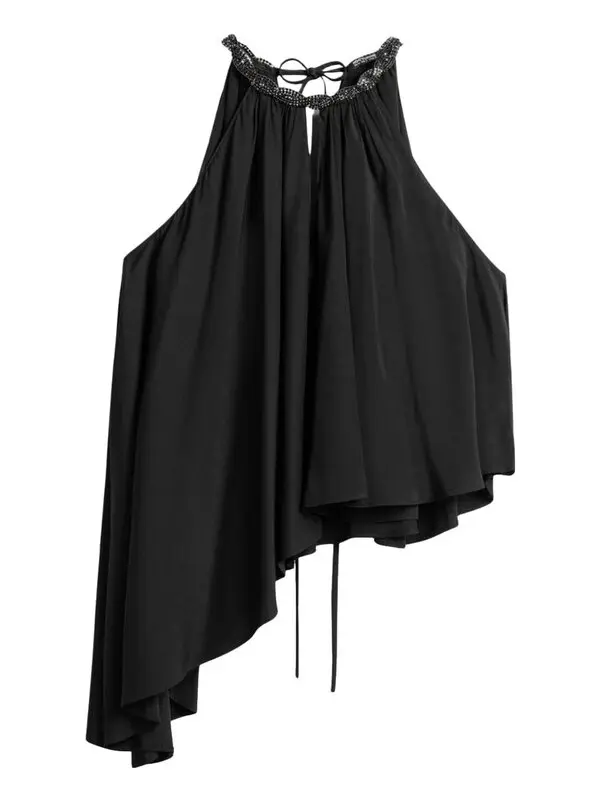 NOCTURNE Embellished Halter Blouse - Black