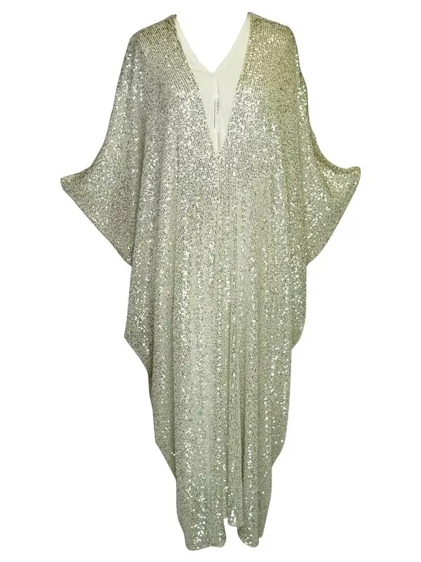 JENNAFER GRACE Platinum Sequin Kaftan - Silver