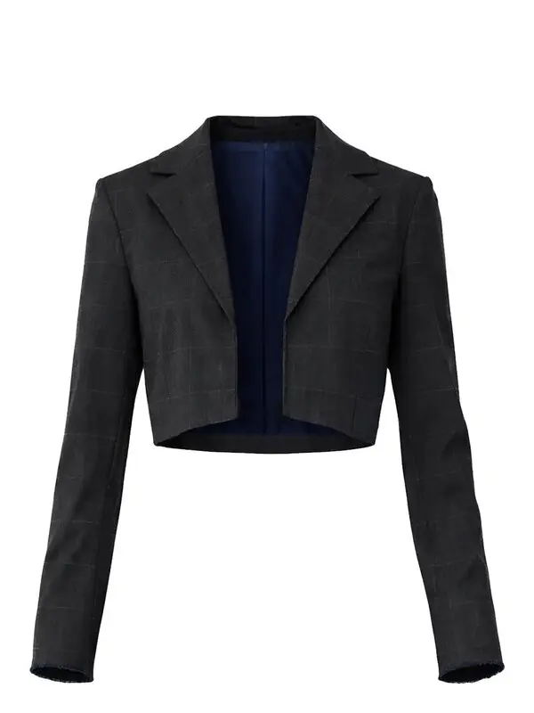 BELLETAGE SWIMWEAR Cropped Mini Blazer Top - Grey/blue