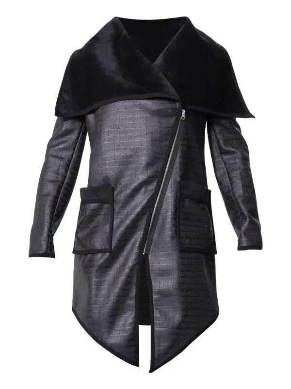 METAMORPHOZA Embossed Suede-fur Blazer - Black