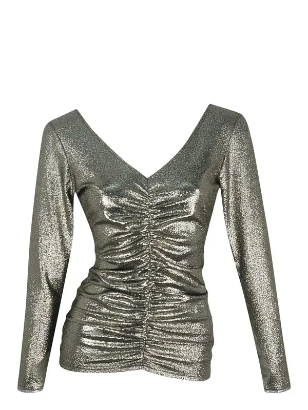 ME & THEE Metallic Long Sleeve Top - Gold