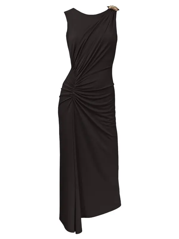 ME & THEE Prima Donna Jersey Dress With Brooch - Black