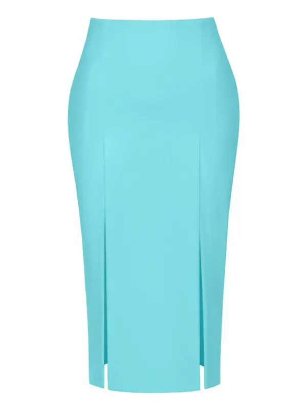 AGGI BY HALEWSKI Salma Radiance Midi Pencil Skirt With Slits - Blue