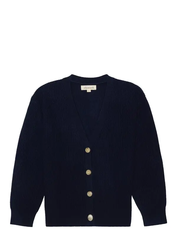 ELLSWORTH + IVEY Lilah V-neck Knit Cardigan - Blue