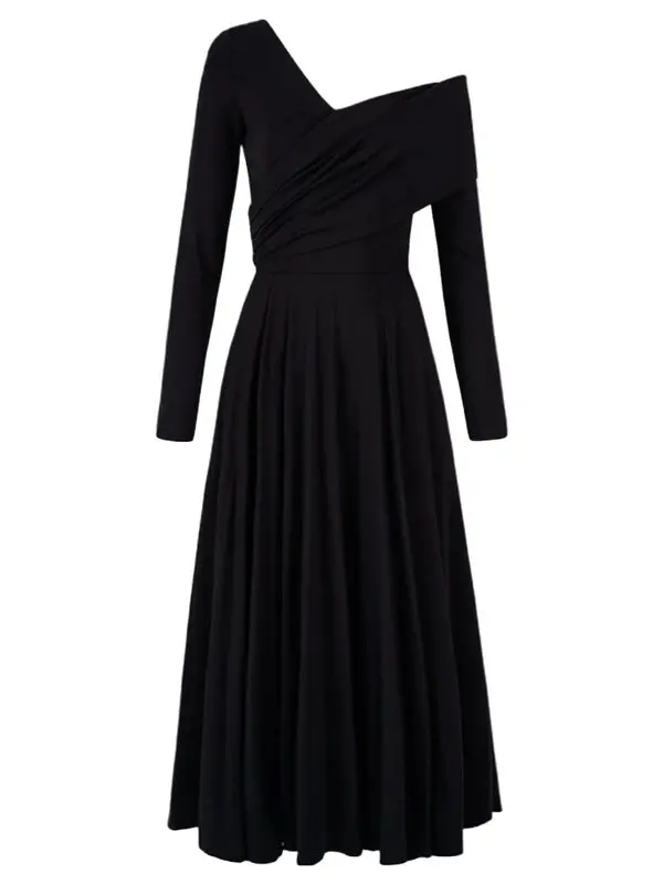ALINA CERNATESCU Brandy Midi Off-shoulder Cocktail Dress - Black