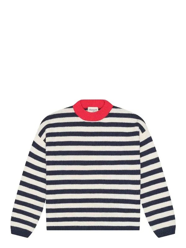 ELLSWORTH + IVEY Sadie Striped Crewneck Sweater - Blue