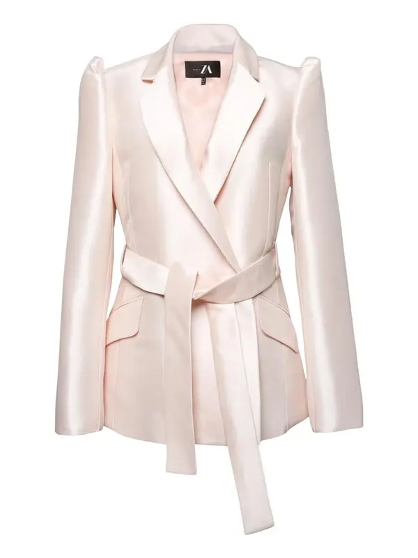 MADEBYZA Tailored Blazer With Belted Waist - Pink