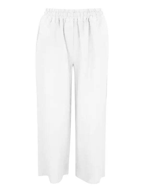 Haris Cotton Solid Wide Leg Linen Pants With Slant Pockets - White