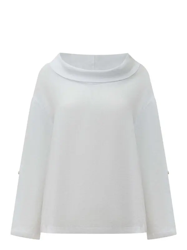 JAMES LAKELAND Cowl Neck Linen Top - White