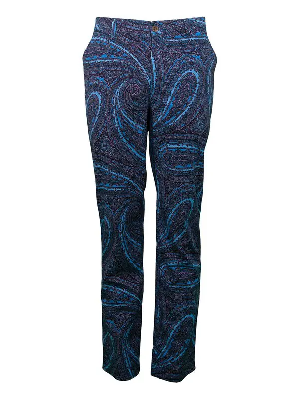 LORDS OF HARLECH Charles Caserta Paisley Pant - Blue