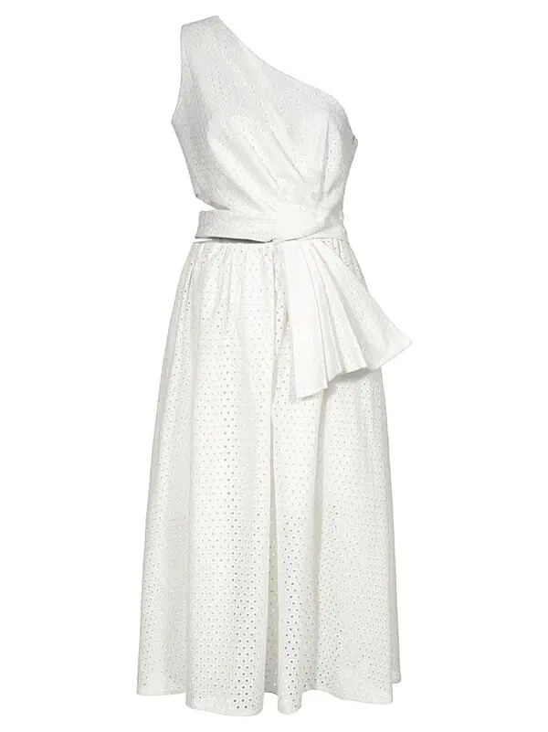 AGGI BY HALEWSKI Euridike Antique Embroidered Cotton Midi Dress - White
