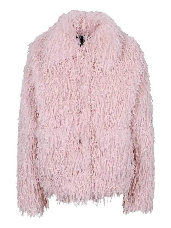 FREAKY NATION Feather Faux Fur Jacket - Pink